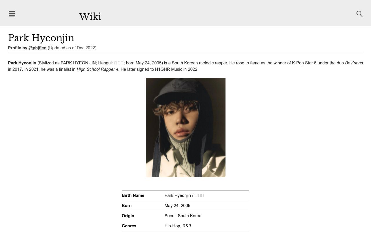 Park Hyeonjin | Profile